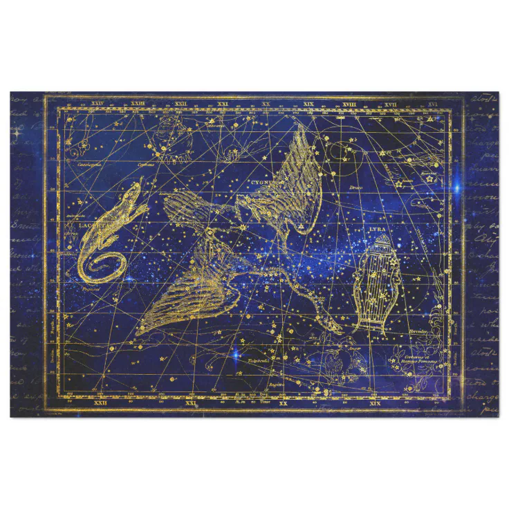 lizard and swan constellation tissue paper | Zazzle