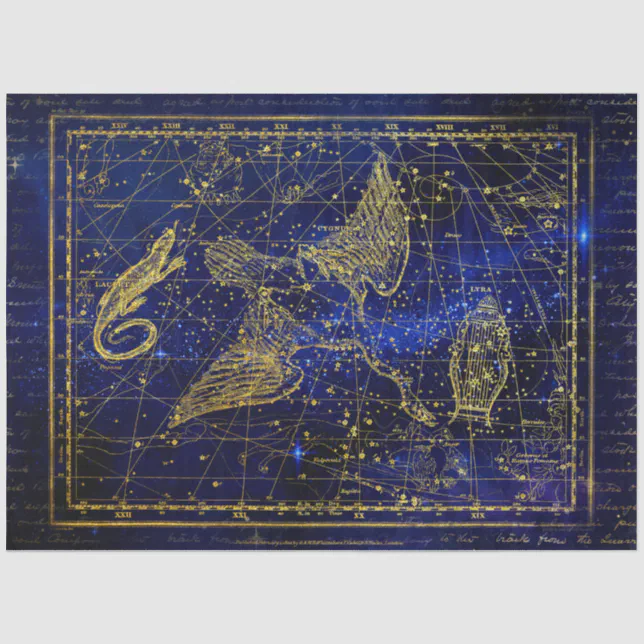 lizard and swan constellation tissue paper | Zazzle