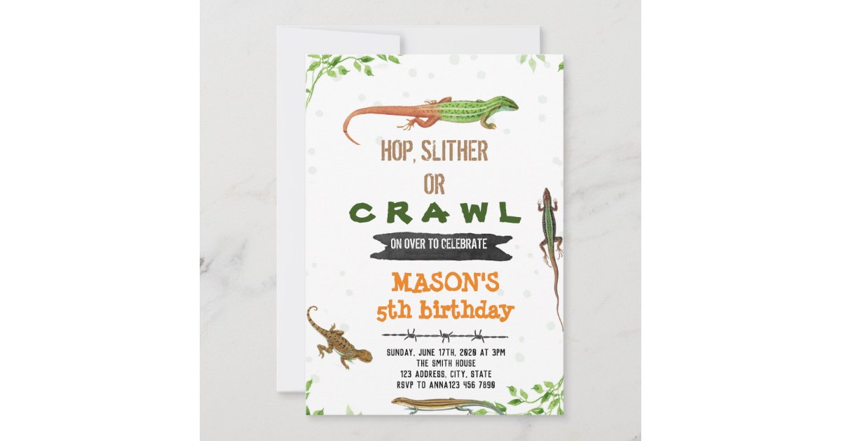 Lizard birthday invitation | Zazzle