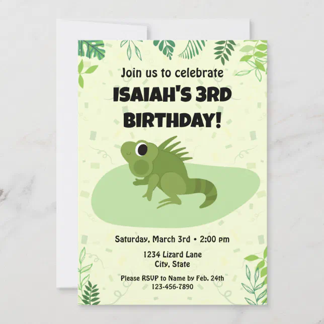 Lizard Birthday Invitation | Zazzle