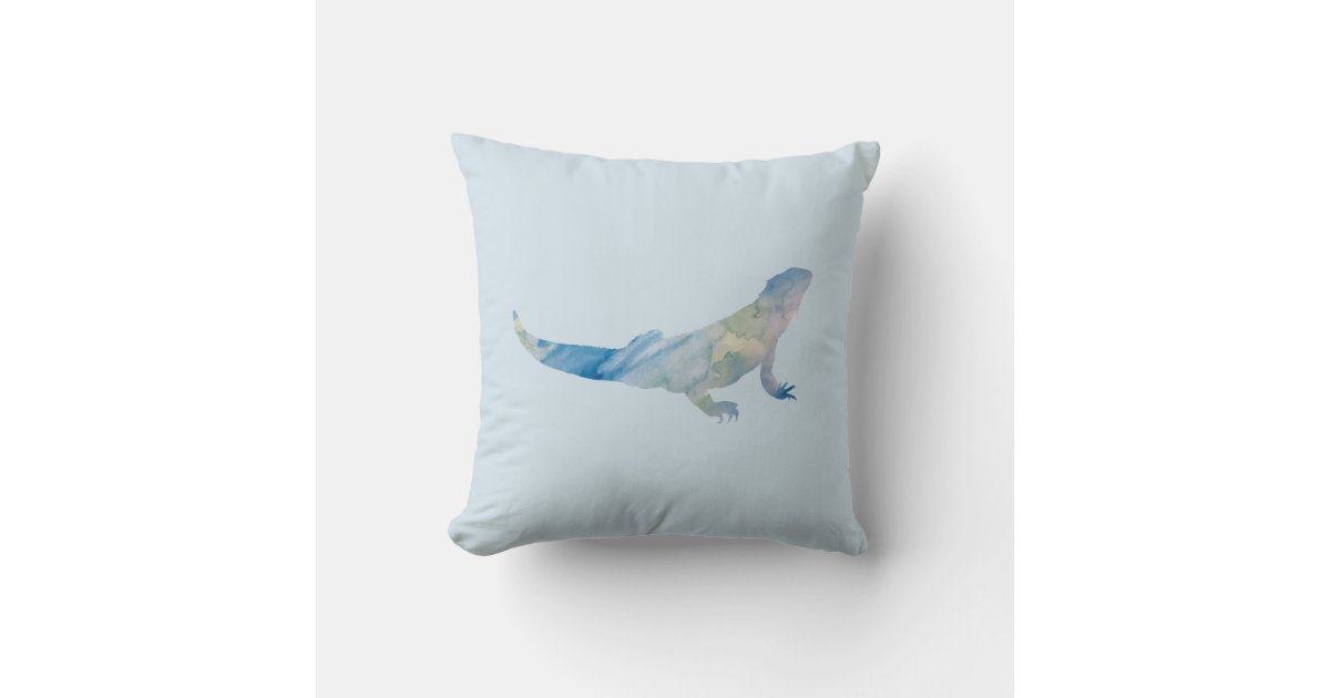 Lizard Reptile Watercolor Painting Throw Pillow | Zazzle