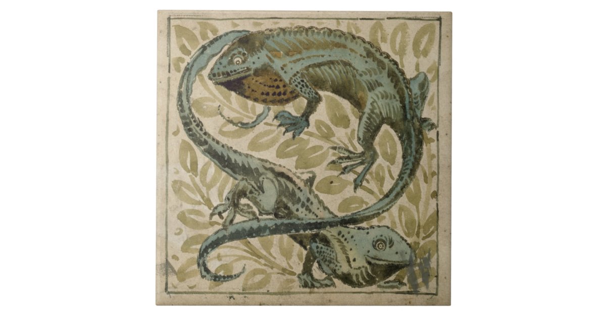Lizards, design for a tile (w/c on paper) | Zazzle