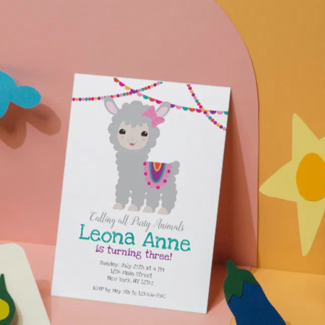 Llama Alpaca Birthday Invitation | Zazzle