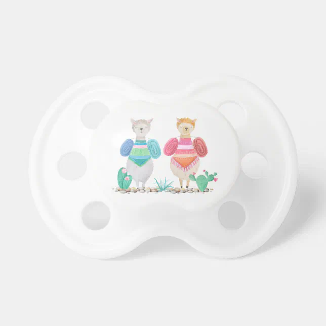 Llama and Cacti Watercolor Baby Shower Pacifier | Zazzle