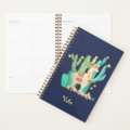 Llama and Cactus Watercolor Blue Personalized Planner | Zazzle