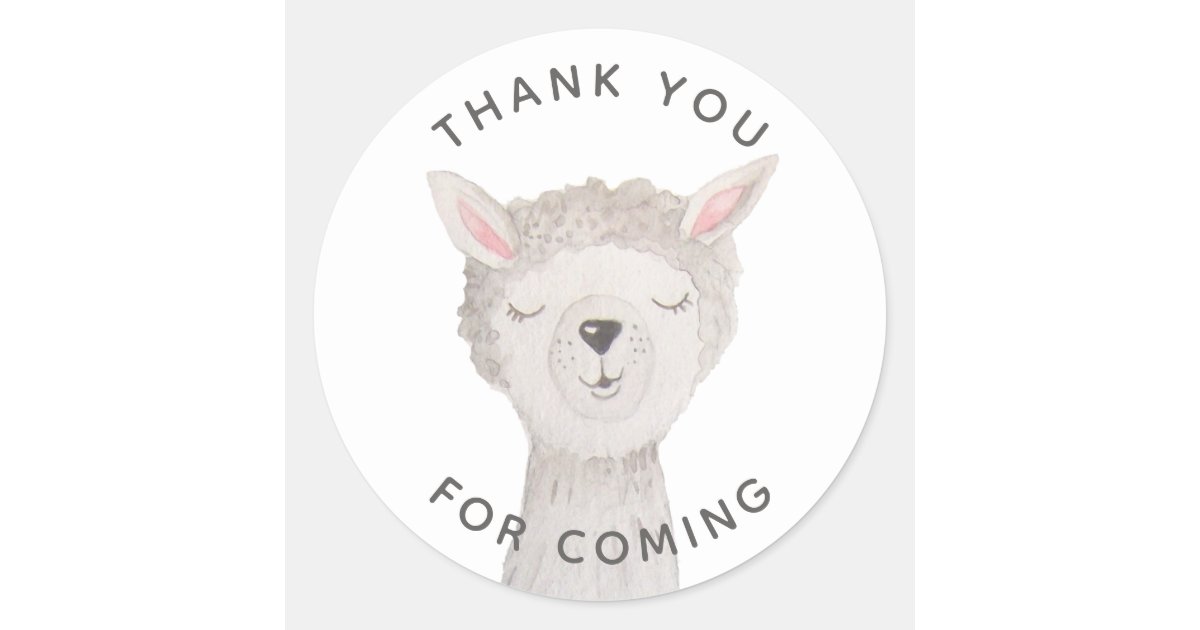 Llama Baby Shower Thank You | Cute Alpaca Animal Classic Round Sticker ...