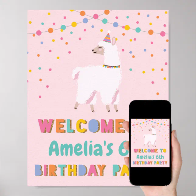 Llama Birthday Welcome Sign | Zazzle