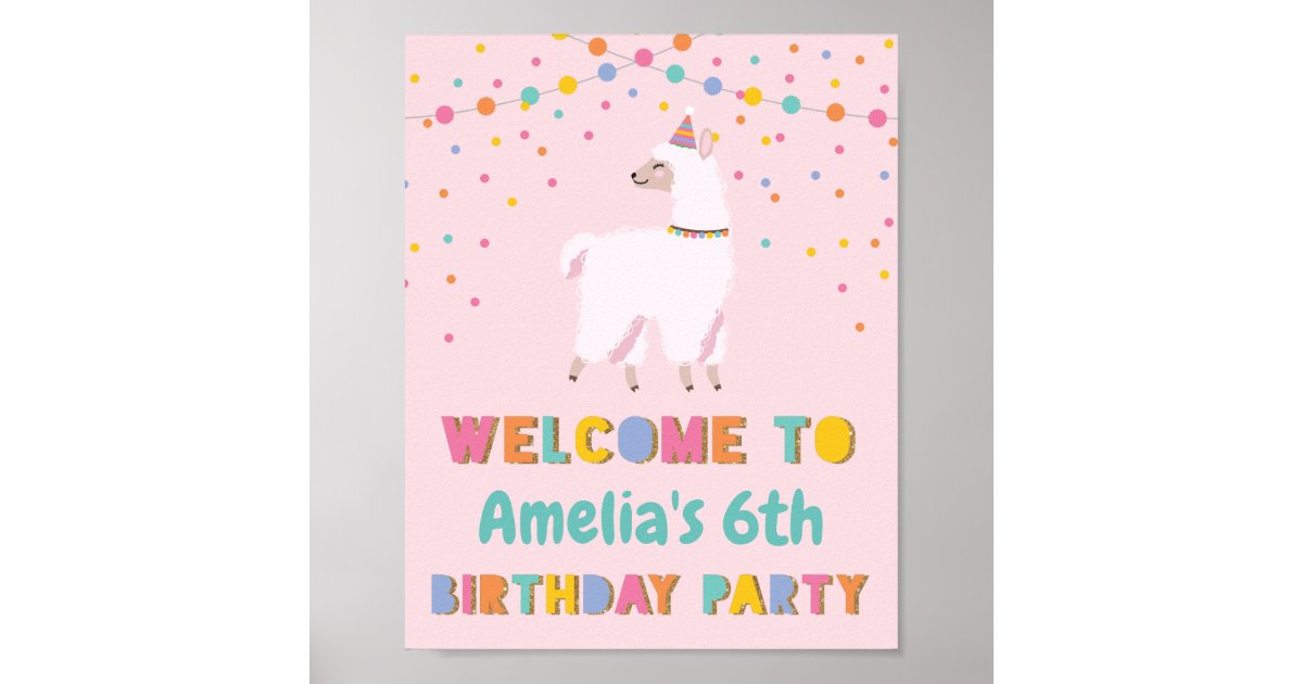 Llama Birthday Welcome Sign | Zazzle