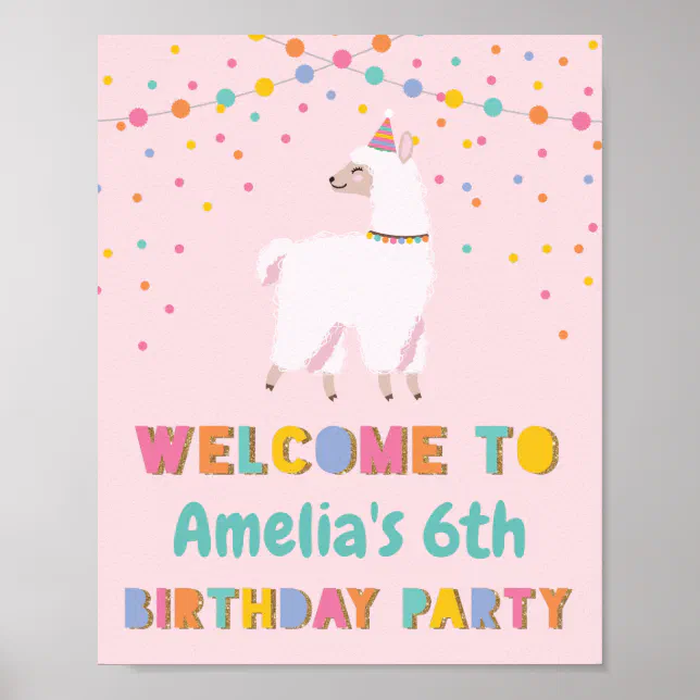 Llama Birthday Welcome Sign | Zazzle