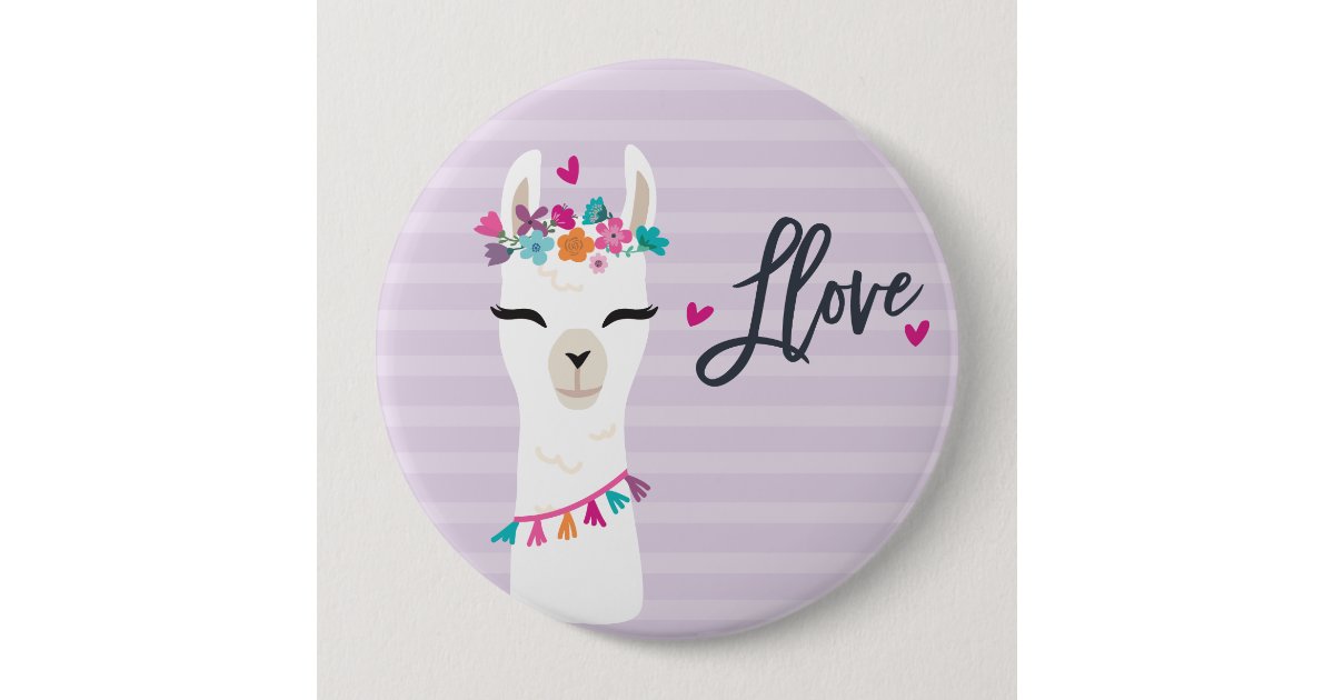 LLama Button // LLama Love Purple | Zazzle