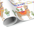 llama Cactus happy birthday wrapping paper | Zazzle