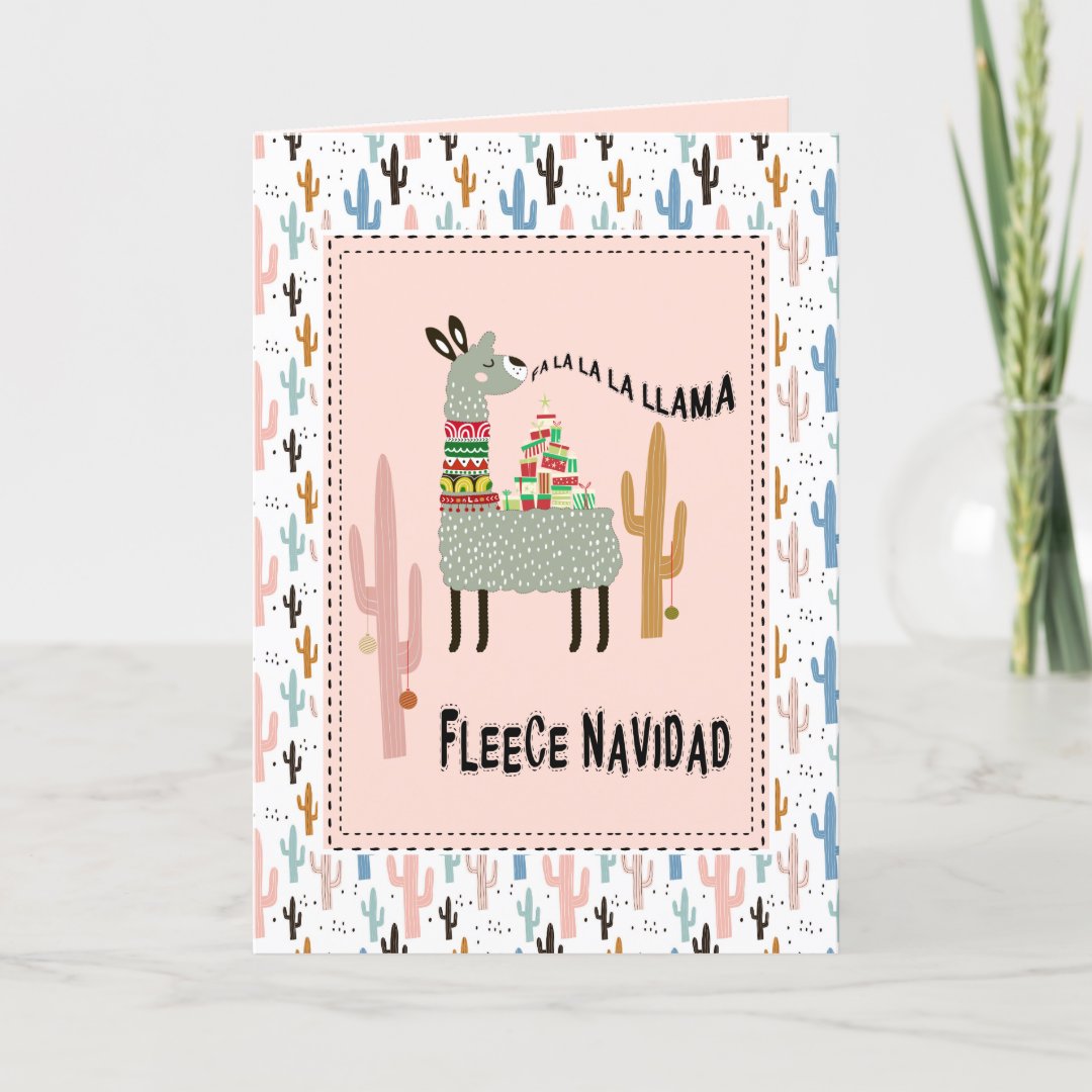 Llama Christmas Funny Fleece Navidad Holiday Card | Zazzle