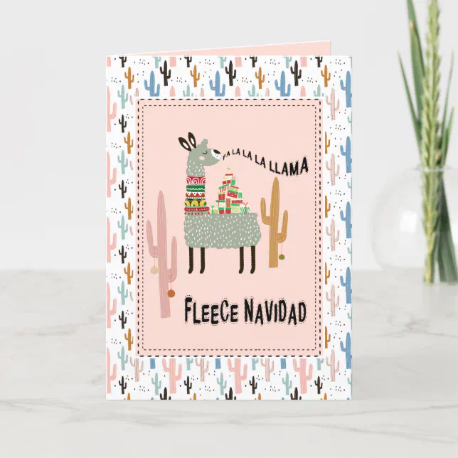 Llama Christmas Funny Fleece Navidad Holiday Card | Zazzle