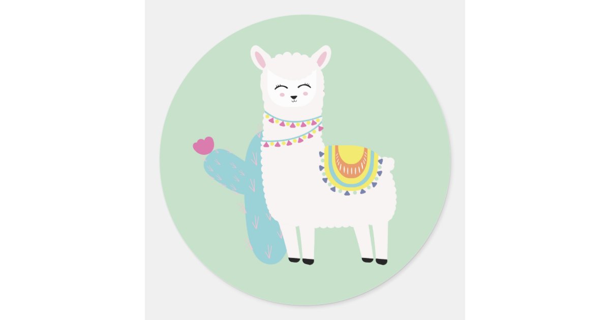 Llama Classic Round Sticker | Zazzle
