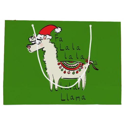 Llama Cute Funny Christmas Holiday Large Gift Bag | Zazzle