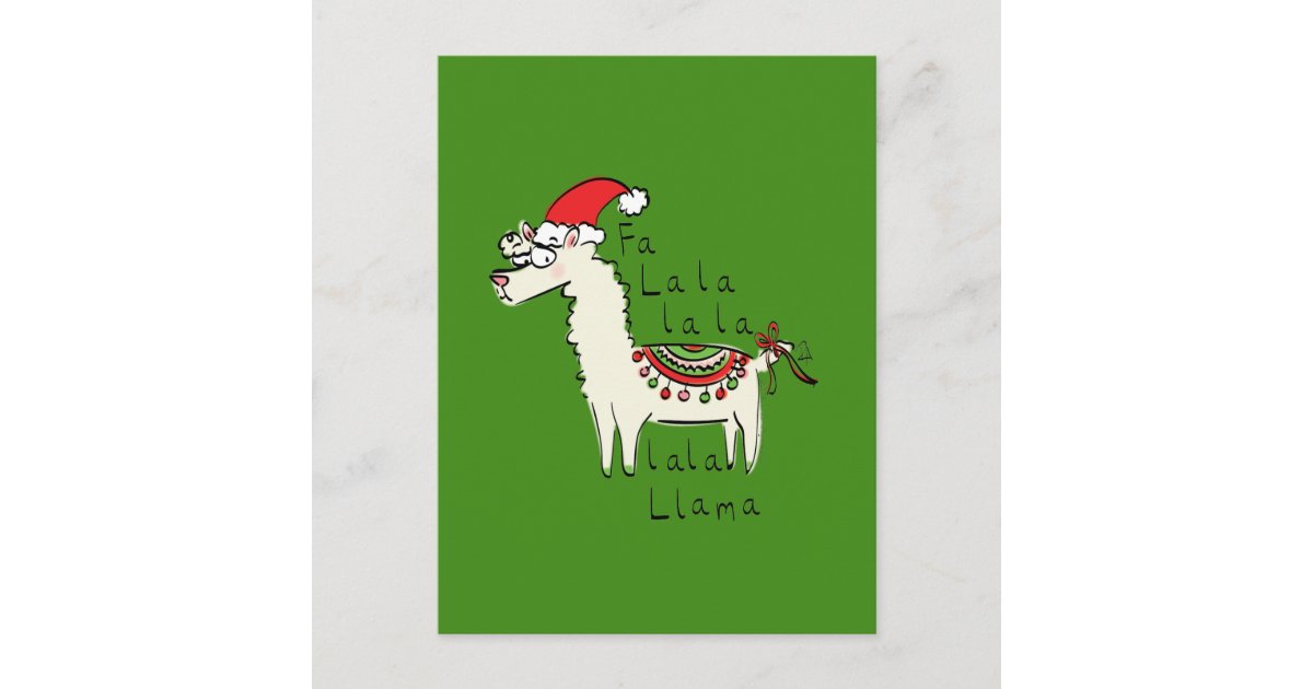 Llama Cute Funny Christmas Holiday Postcard | Zazzle
