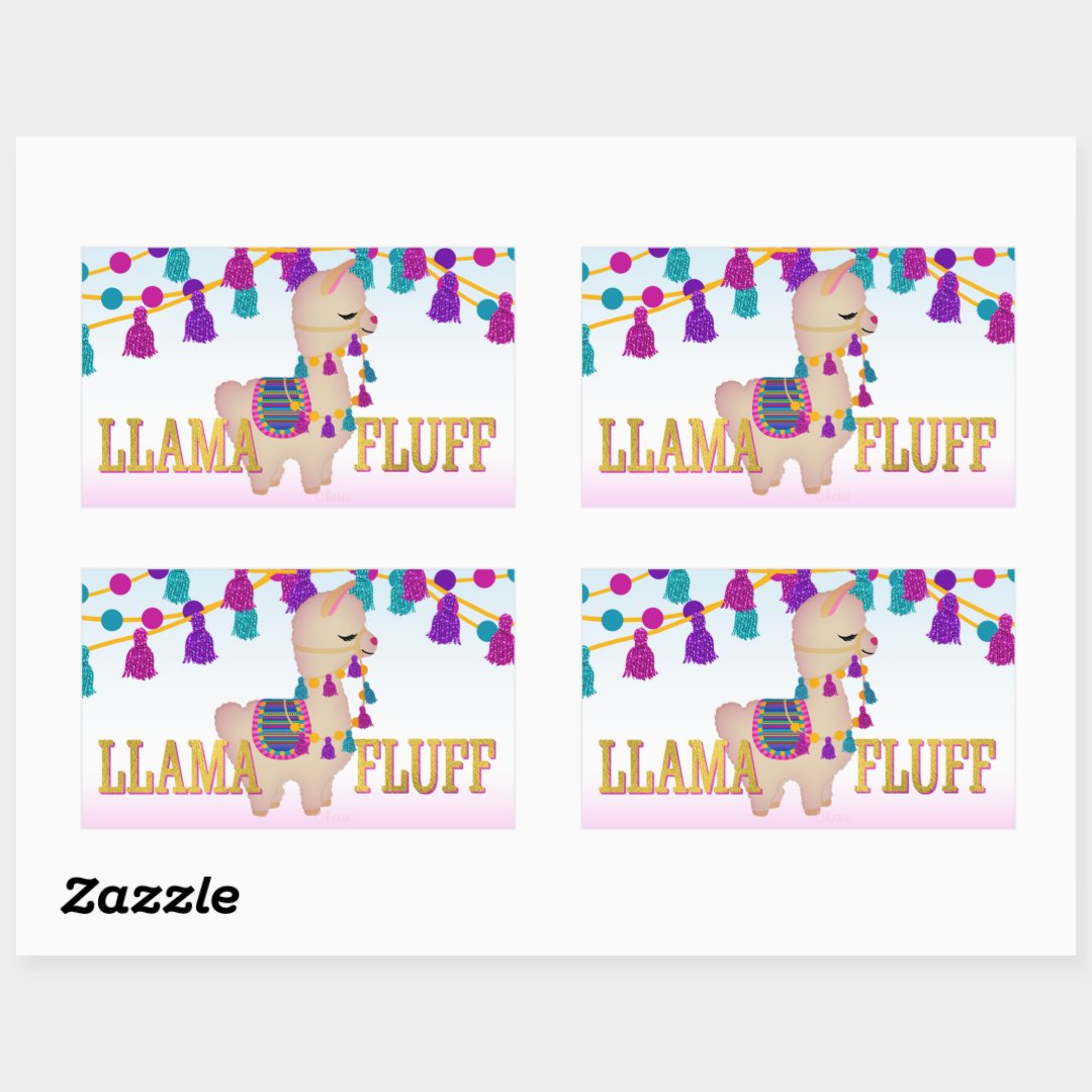 LLAMA FLUFF Cute Rectangular Sticker | Zazzle