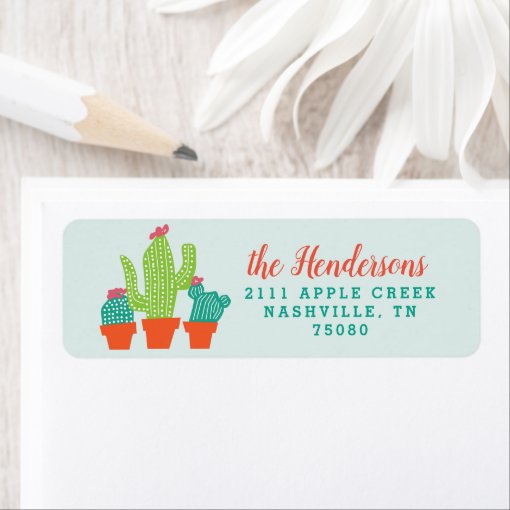Llama Fun Birthday Party Cactus Return Address Label | Zazzle