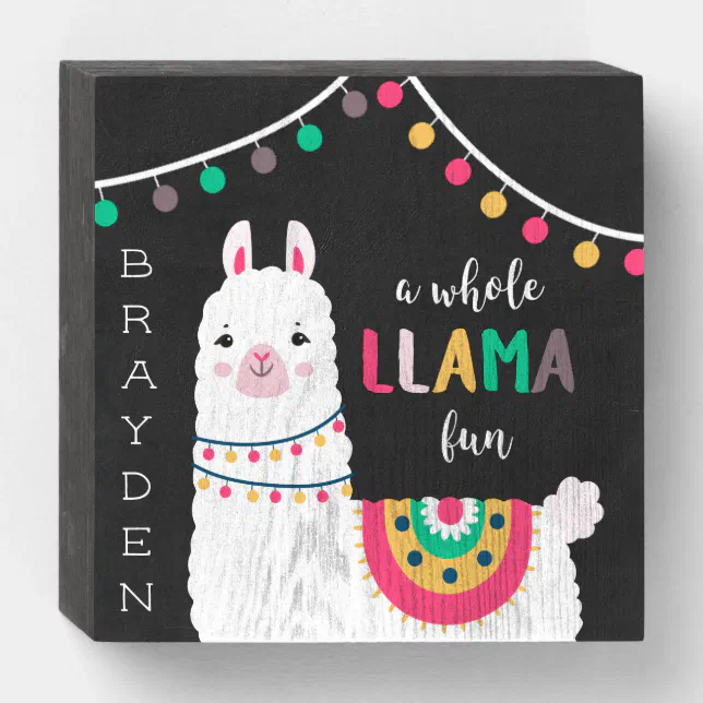 Llama fun wooden box sign | Zazzle