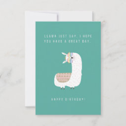 Llama Just Say Birthday Card | Zazzle