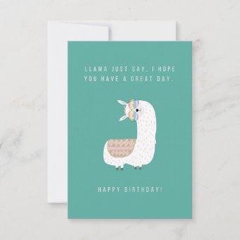 Llama Just Say Birthday Card | Zazzle