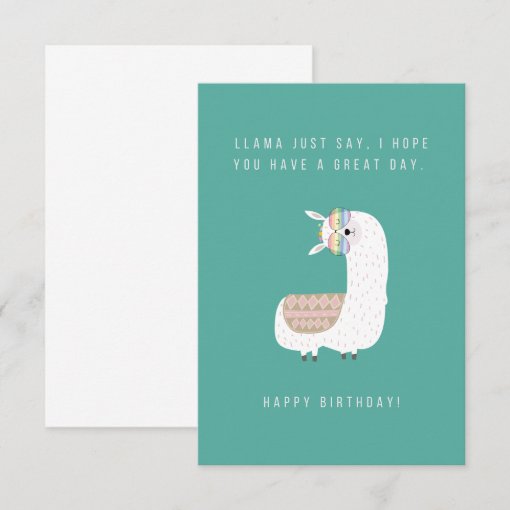 Llama Just Say Birthday Card | Zazzle
