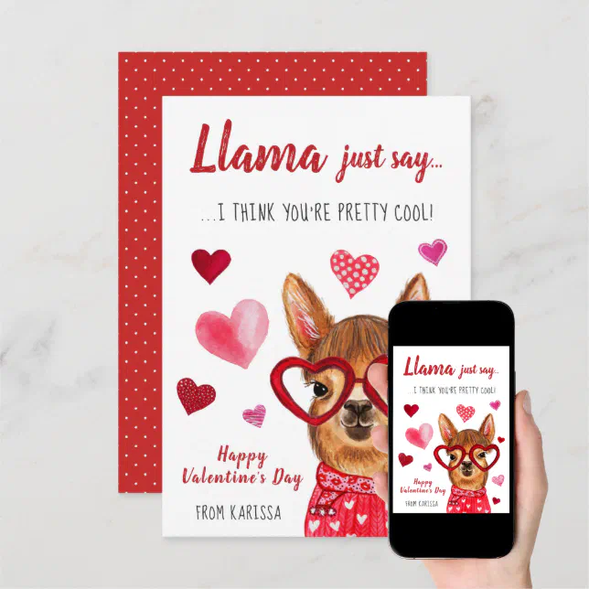 Llama Just Say | Valentine's Day Card | Zazzle