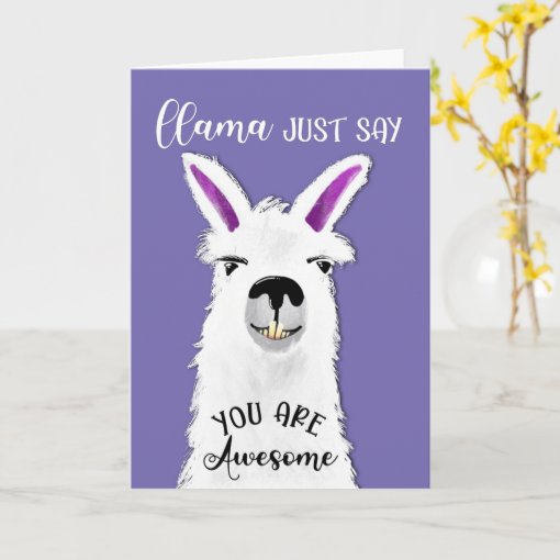 llama just say you are awesome boyfriend ceramic card | Zazzle