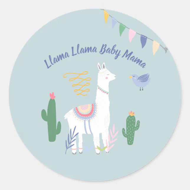 Llama Llama Baby Mama Baby Shower Classic Round Sticker | Zazzle