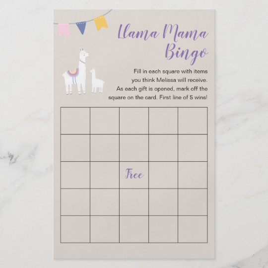 Llama Mama Cute Baby Shower Bingo Game Flyer | Zazzle.com