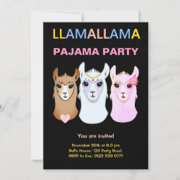 Llama Pajama Party Invitation | Zazzle