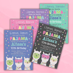 LLama pajama party, sleepover Invitation | Zazzle