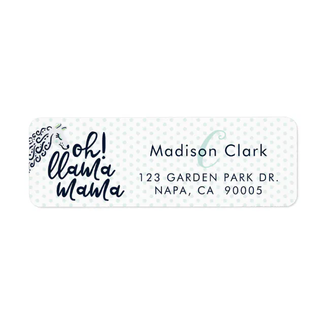 Llama Polka Dot Typographic Oh Llama Mama Shower Label | Zazzle