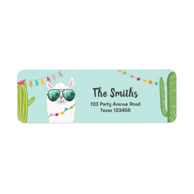 Llama Rama Return Address Labels Fiesta Alpaca | Zazzle