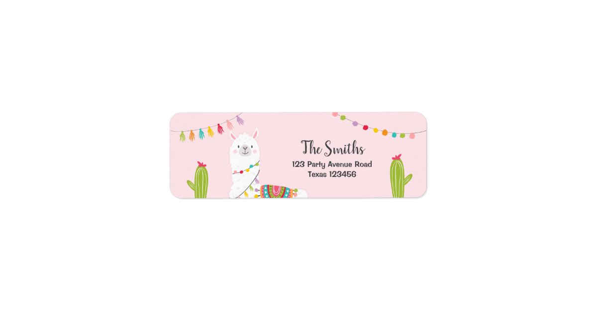 Llama Return Address Labels Fiesta Alpaca Mexican | Zazzle