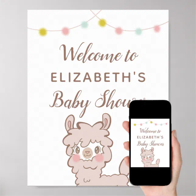 Llama Theme Baby Shower Welcome Sign | Zazzle