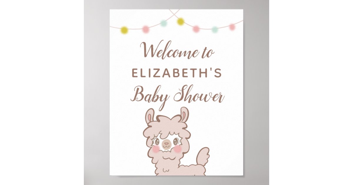 Llama Theme Baby Shower Welcome Sign | Zazzle