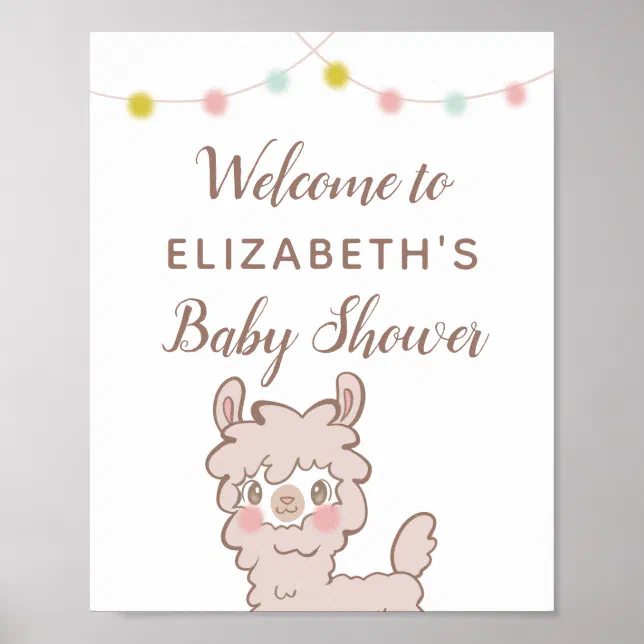 Llama Theme Baby Shower Welcome Sign | Zazzle
