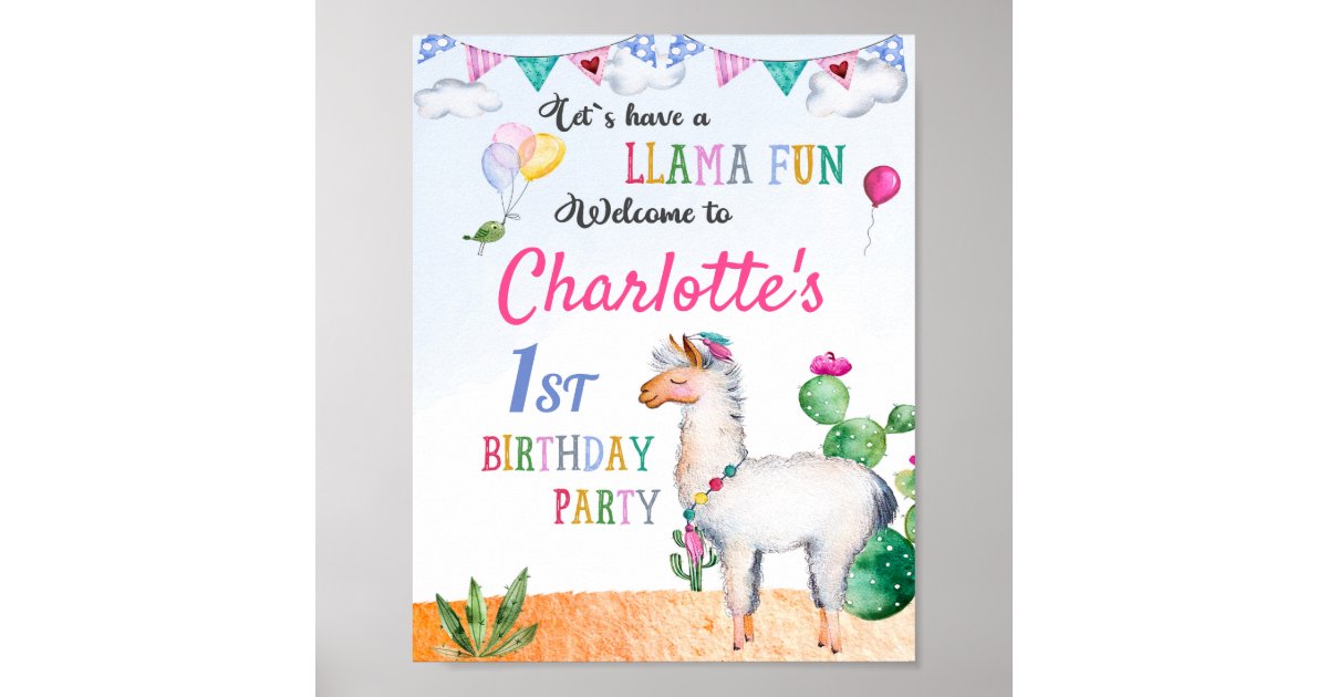 Llama welcome party sign Alpaca poster | Zazzle