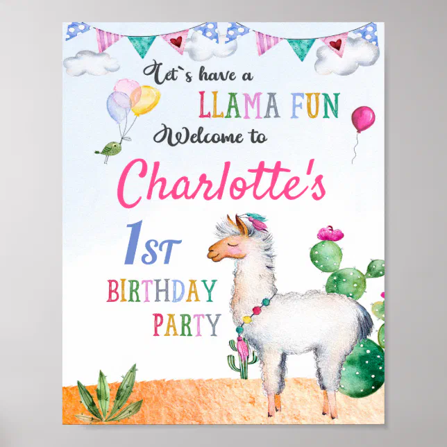 Llama welcome party sign Alpaca poster | Zazzle
