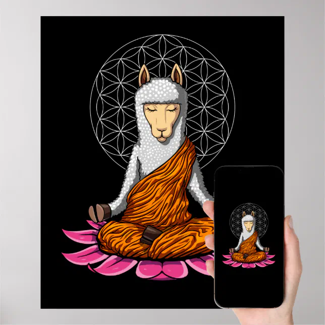 Llama Yoga Zen Alpaca Meditation Animal Poster | Zazzle