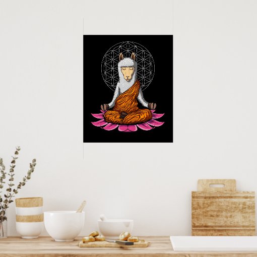 Llama Yoga Zen Alpaca Meditation Animal Poster | Zazzle