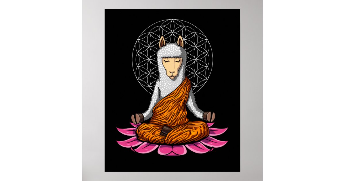 Llama Yoga Zen Alpaca Meditation Animal Poster | Zazzle
