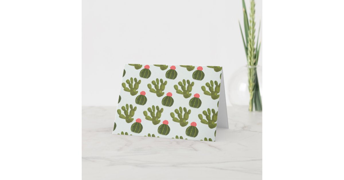 Llamarama Collection | Cute Cactus Pattern Card | Zazzle