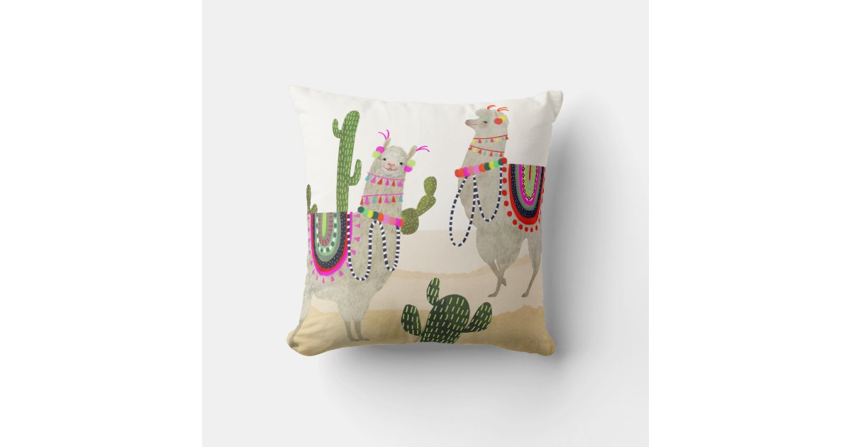 Llamarama Collection | Cute Lllamas Throw Pillow | Zazzle
