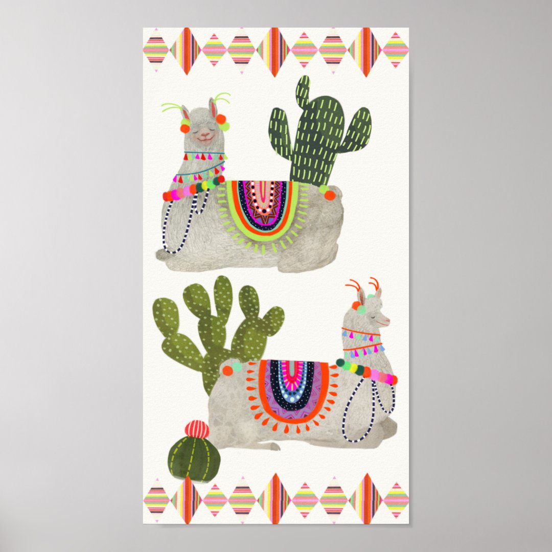 Llamarama Collection | Smiling Llamas Poster | Zazzle