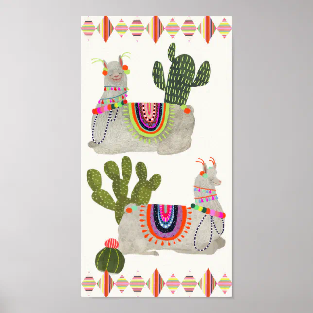 Llamarama Collection | Smiling Llamas Poster | Zazzle