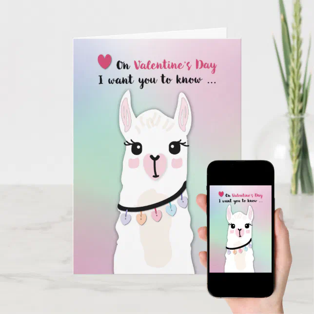 Llamas Valentine's Day Hearts Card | Zazzle