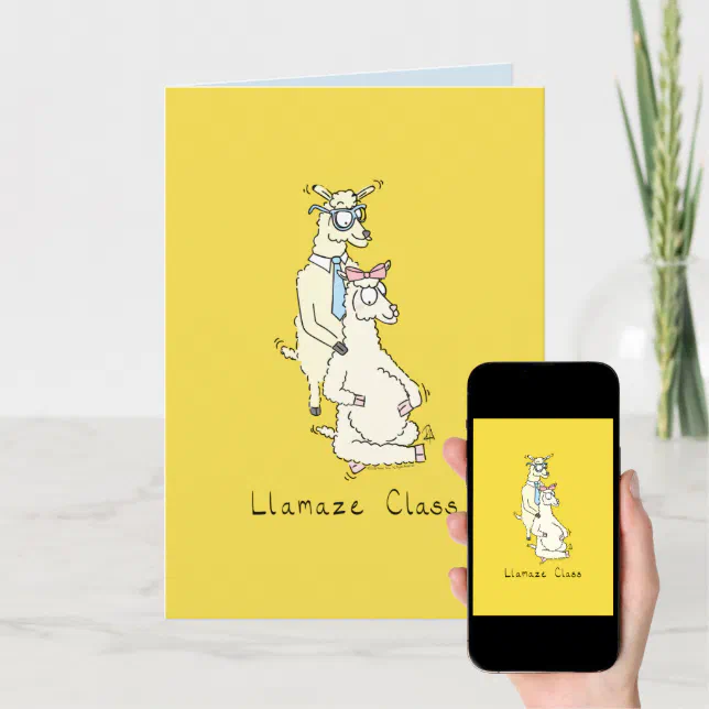 Llamaze Class - Funny Llamas at Lamaze Pun Card | Zazzle