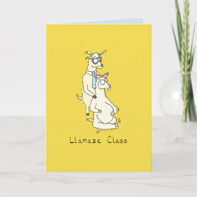 Llamaze Class - Funny Llamas at Lamaze Pun Card | Zazzle
